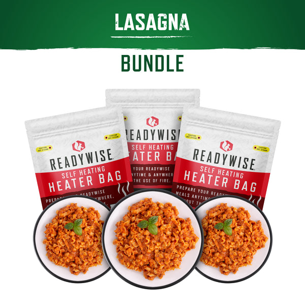 Self Heating Kit - Lasagna with Sausage + Snack Bundle – ReadyWise